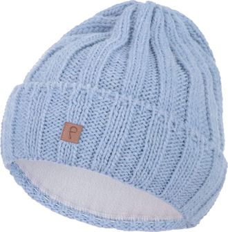 Faera M&uuml;tze Damen Beanie Winterm&uuml;tze gef&uuml;ttert Grobstrick Fleecefutter M&auml;dchen Strickm&uuml;tze 75, Farbe:Hellblau