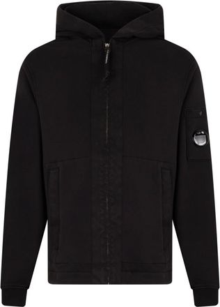 C.P. Company C.p. Company, Homme, Sweatshirts et sweats &agrave; capuche, Noir, Taille: XL Cotton Diagonal Fleece Zip Hooded SweaT-shirt