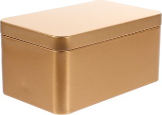 Amosfun Rechteckige Aufbewahrungsbox F&uuml;r Teebl&auml;tter Aus Wei&szlig;blech 13 X 8 X 6 cm Tragbarer Mini-Organizer F&uuml;r Zuhause Glatte Kanten Golden