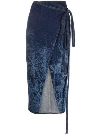Alanui Jungle Toile de Jouy Jeansrock - Blau