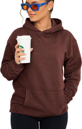 Behype. Damen Oversize Hoodie Kapuzenpullover Einfarbig Basic Heavy Blank Pullover Unifarben Kapuzen-Sweatshirt F&uuml;r Frauen DC_Damen_8001-Chocolate Brown-XXL