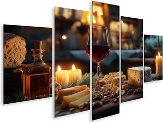 Islandburner Bild auf Leinwand Gem&uuml;tlicher Abend mit K&auml;se und Wein Bilder Wandbilder Poster