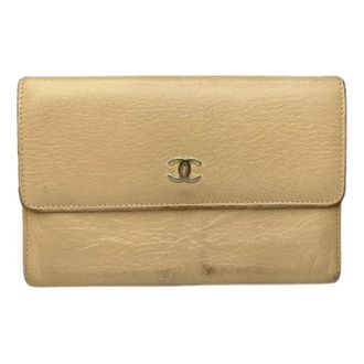 Chanel Pre-owned Leder Portemonnaie - - Pre-owned - Damen - Beige - ONE SIZE