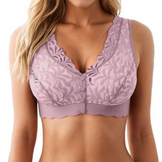 Generic Soutiens-Gorge Femme avec Bonnet Complet Fermeture Devant avec Maintien Souple Soutien Gorge Grande Taille sans Armature Confort Soutien-Gorge Respira