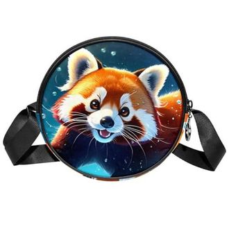 Generic Petit sac &agrave; bandouli&egrave;re circulaire pour femme, joli raton laveur, nage sous leau, petit sac &agrave; dos &agrave; bandouli&egrave;re avec fermeture &eacute;clair, bretelles r&eacute;gla