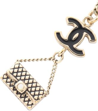 Chanel 2003 vergoldete Halskette mit emailliertem CC-Anh&auml;nger - Schwarz