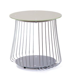 Inter Link SAS Couchtisch - Beistelltisch - Sofatisch - Wohnzimmertisch - Gestell aus Metall - Obere Platte aus Glas Pantone Grau - Für Wohnzimmer, Arbeitszimmer, Sc