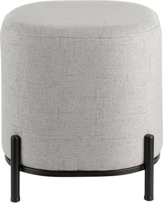 Eglo LIVING Hocker Mashike, minimalistischer Sitzhocker, runder Couch Beistellhocker, Pouf aus Textil in Grau und Metall in Schwarz, Ø 38 cm