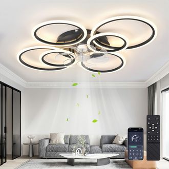 MiiR Deckenventilator Mit Beleuchtung Und Fernbedienung,85W,6800LM Lampe Mit Ventilator,100cm Led Dimmbar Deckenleuchte Mit Ventilator,6-Gang Ceiling Fan w