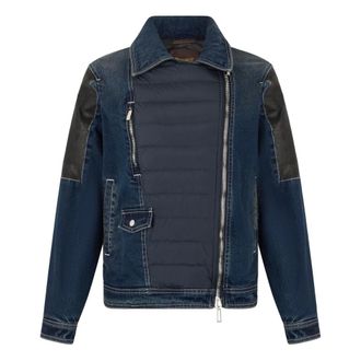 Moorer Femme, Vestes, Bleu, Taille: 44 FR Veste Rembourr&eacute;e &agrave; Garniture en Denim