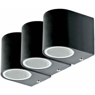 ETC Shop Lot de 3 Spots led Down Spots Fa&ccedil;ades Maison Porte Lumi&egrave;res Appliques Appliques Ext&eacute;rieures Alu noir