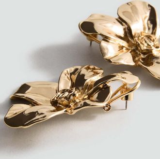 Mango Boucles doreilles motif fleur or - Femme - Taille unique - MANGO