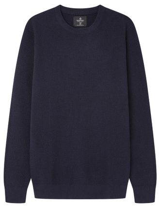 Springfield Herren Textured Colour Jumper Polo-Pullover, Navy, M