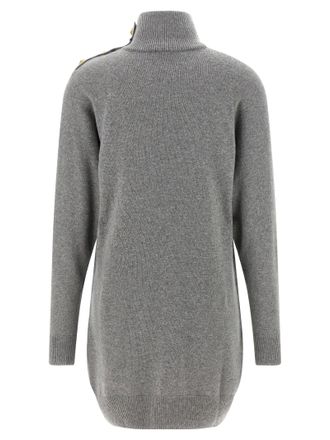 Balmain Turtleneck Wool and Cashmere Dress - Grey