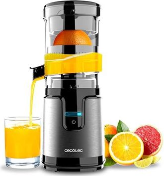 Cecotec Elektrisch Saftpresse Elektrisch Orangenpresse Zitruspressen Essential TowerAdjust Easy Steel. 140W, 0,35L, inklusive Filter und Plastiktrichter, einz