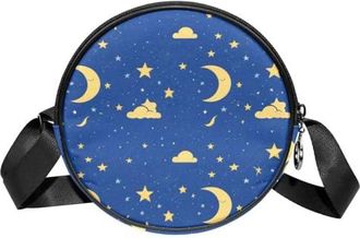 Generic Petit sac &agrave; bandouli&egrave;re rond pour femme, sac &agrave; bandouli&egrave;re esth&eacute;tique avec fermeture &eacute;clair, bretelles r&eacute;glables, sac &agrave; main rond d&eacute;contract&eacute; pour fem