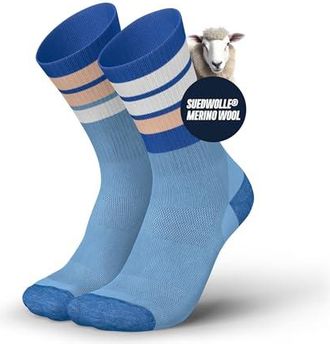 INCYLENCE MERINO Paire de chaussettes de course et de randonnée pour homme et femme, Strive Blue Light Pink, 43-46