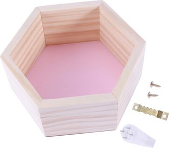 DOITOOL Wandmontiertes Sechseckiges Kinderzimmer Holzregal aus Massivem Kiefernholz Kleines Rosa Aufbewahrungsregal für Kindermodegeschäft Umweltfreundlich St