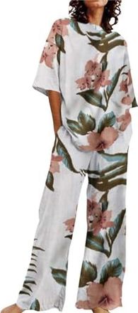 Generic Pyjama de Noël en polaire pour femme - Tenue dété chaude pour femme - 2 t-shirts surdimensionnés - Pantalon à jambe droite - Grande taille - Pantoufle