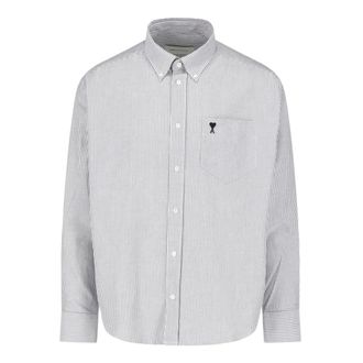 Ami Boxy Fit Hemd mit Button-Down-Kragen und gesticktem Ami de Coeur - - Shirts - Herren - Mehrfarbig - 3XL