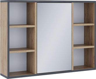 Vicco Badspiegelschrank Stephan, Goldkraft Eiche, 80 x 59.2 cm mit Regalb&ouml;den und Spiegelt&uuml;r