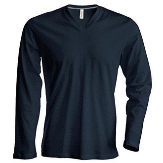 Kariban t-shirt &agrave; manches longues pour homme avec col en v et - Gris - Gris fonc&eacute; - Taille S