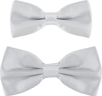 DonDon Ensemble de noeuds papillon père-fils en look partenaire, déjà attaché et ajustable - Gris Clair