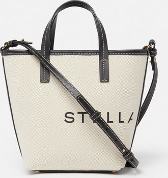 Stella McCartney Logo Canvas Crossbody Tote Bag, Woman, Ecru cream