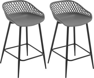 Woltu Barhocker 2er Set, Barstuhl mit hohler Rückenlehne, Küchenstuhl breite Sitzfläche, Bistrostuhl mit Fußstütze, Metallbeinen, Outdoor Bar Terrasse, aus 