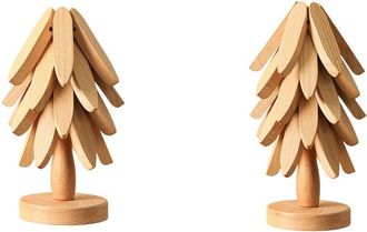 Generic Holz Untersetzer Weihnachtsbaum-Set mit St&auml;nder aus Walnuss for K&uuml;che und Esstisch, faltbar und platzsparend