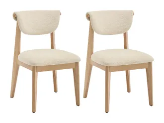 Vente-Unique Sedia In Tessuto Bouclette E Legno Di Hevea - Crema - Lotto Di 2 - Gabiel