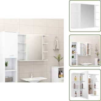 vidaXL Armoire &agrave; miroir de salle de bain Blanc Bois ding&eacute;nierie - Armoire Salle De Bain - Meuble Salle De Bain - Miroir Salle De Bain - Rangement Salle De