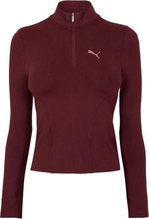 Puma Fleece-Oberteil f&uuml;r Damen, mit halbem Rei&szlig;verschluss (Aubergine)