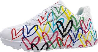 Skechers 314064L WMLT Sneaker, White Synthetic/Multi Trim, 32 EU