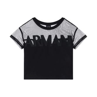 A|X Armani Exchange Femme, Tops, Noir, Taille: 38 FR T-shirt &agrave; Manches Courtes et Col Rond en Coton