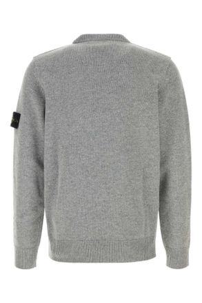 Stone Island Mens Grey Wool Blend Sweater Exterior: Virgin Nylon Maglieria