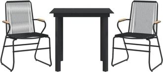 vidaXL Ensemble à manger de jardin 3 pcs noir rotin pvc Vidaxl