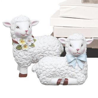 Generico Lamm, Gartenstatue Lamm - liegend stehend Statue im Freien - Landhaus Tablett Dekor, Tierfiguren Rasen Ornamente zur Dekoration