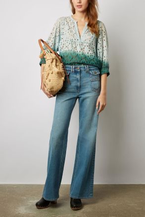 Gerard Darel Blouse tie and dye brod&eacute;e - ALYFF - Vert deau