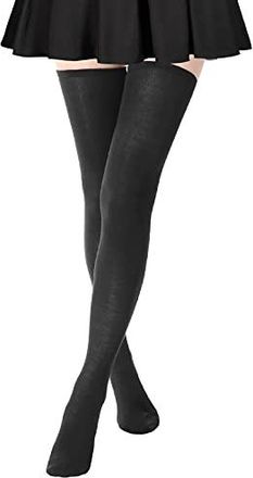Dreshow Femme Coton Extra Longues Chaussettes Hautes de Cuisse Montantes Chaussettes de Genoux para Sport Cosplay