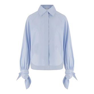 Patou Baumwollbluse mit gebundenen &Auml;rmeln - - Blouses & Shirts - Damen - Blau - L