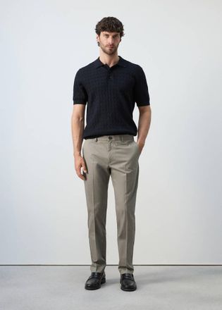 Mango Pantalon en serg&eacute; 100 % coton slim-fit beige - Homme - 38 - MANGO MAN