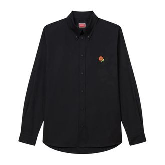 Kenzo Besticktes Baumwollhemd mit klassischem Kragen - - Shirts - Herren - Schwarzk - XL