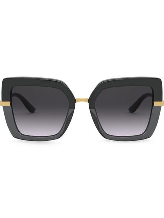 Dolce & Gabbana Eyewear lunettes de soleil Half Print à monture oversize - Noir