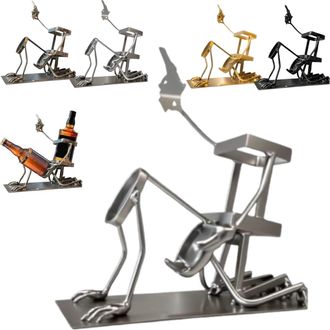 Generic Skull Drinks and Wine Bottle Stand,Steampunk Style Beverage Display Stands for Home,Creative Wine Whiskey Bottles Metal Holder Decor (Silver)