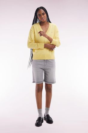Eden Park Short En Denim Stretch Gris Coupe D&eacute;contract&eacute;e