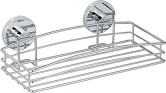 WENKO Duschablage ohne Bohren, Vacuum-Loc Wandablage mit Vakuum-Befestigung, verchromtes Metall rostfrei, Badregal für Dusche und Gäste-WC