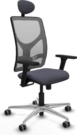 Piqueras y Crespo Schreibtischstuhl aus grauem Netzstoff, mit 3D-Armlehnen, h&ouml;henverstellbarer Lendenwirbelst&uuml;tze und festem Kopfteil, ausgestattet mit 3 Positionen und