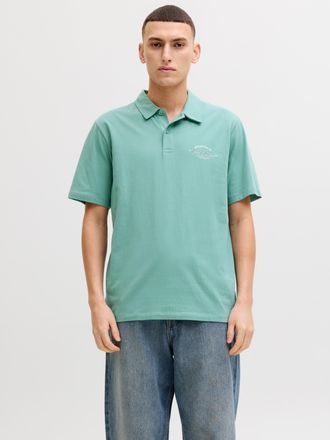 Jack & Jones Poloshirt JACK & JONES JJBRANDON POLO SS, Herren, Gr. L, gr&uuml;n (mineral blau), Jersey, Obermaterial: 100% Baumwolle, bedruckt, regular fit, Shirts