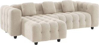Sweeek Canap&eacute; dangle r&eacute;versible 3-4 places bouclette textur&eacute;e capitonn&eacute; structure bois deucalyptus et contreplaqu&eacute; Bouclette textur&eacute;e Beige
